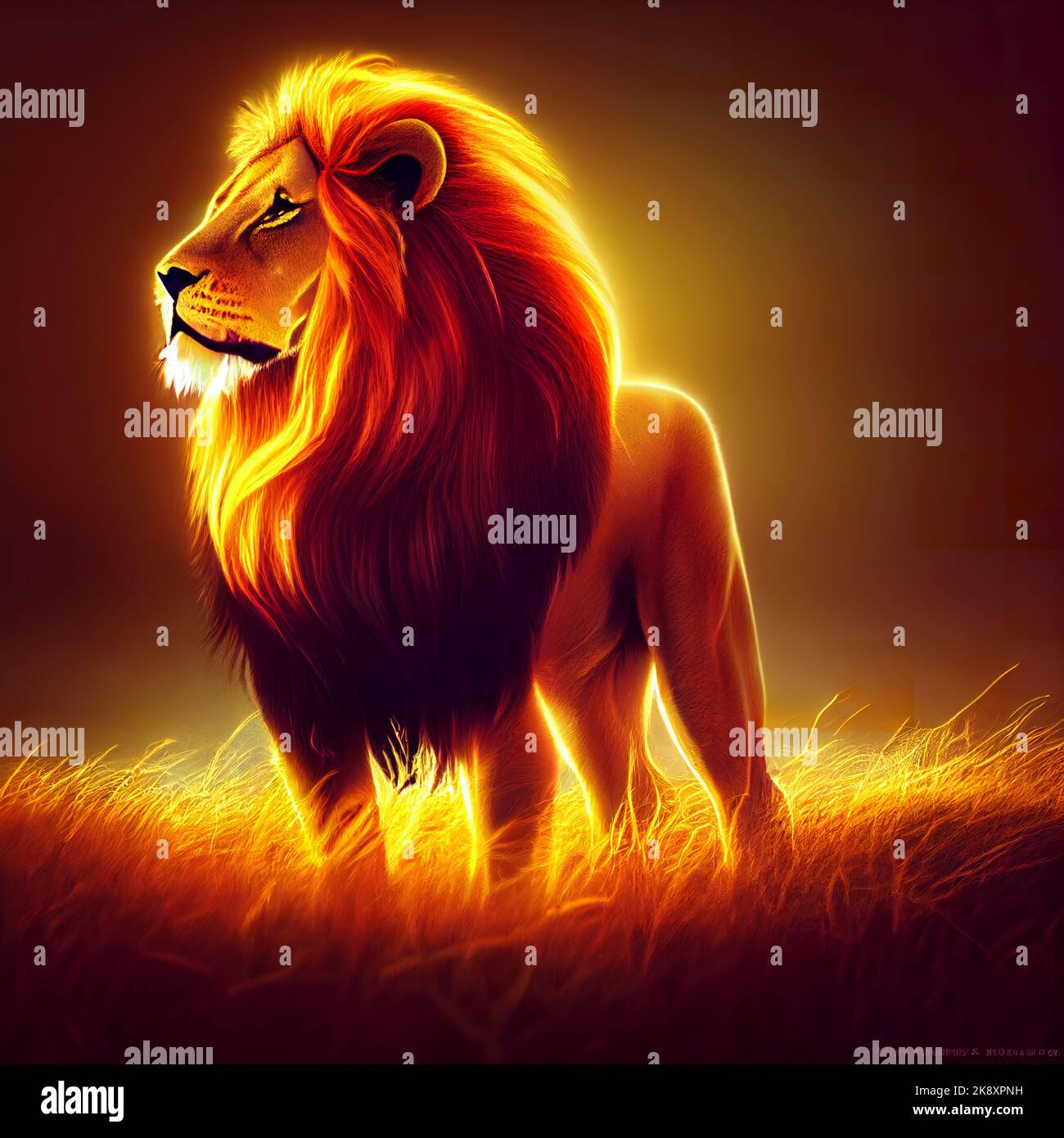 Male lion glowing light hi-res stock photography and images - Alamy