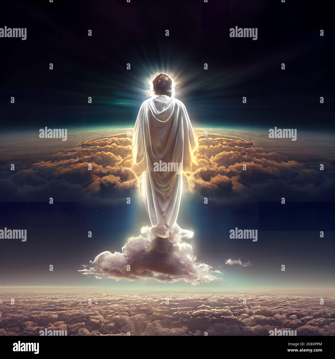 An illustration of Jesus Christ being resurrected after his Crucifixion ...