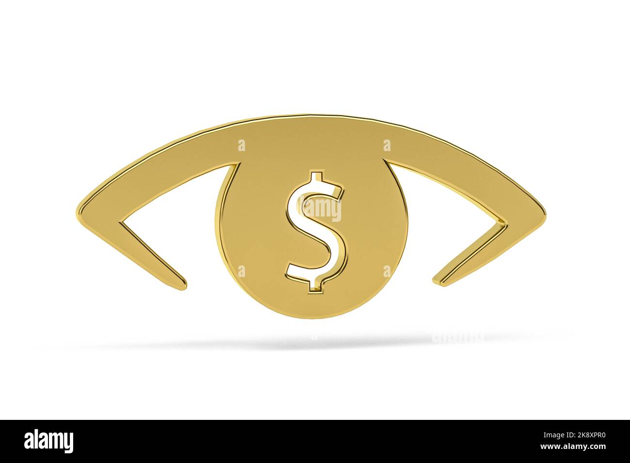 Golden 3d business vision icon isolated on white background - 3d render ...