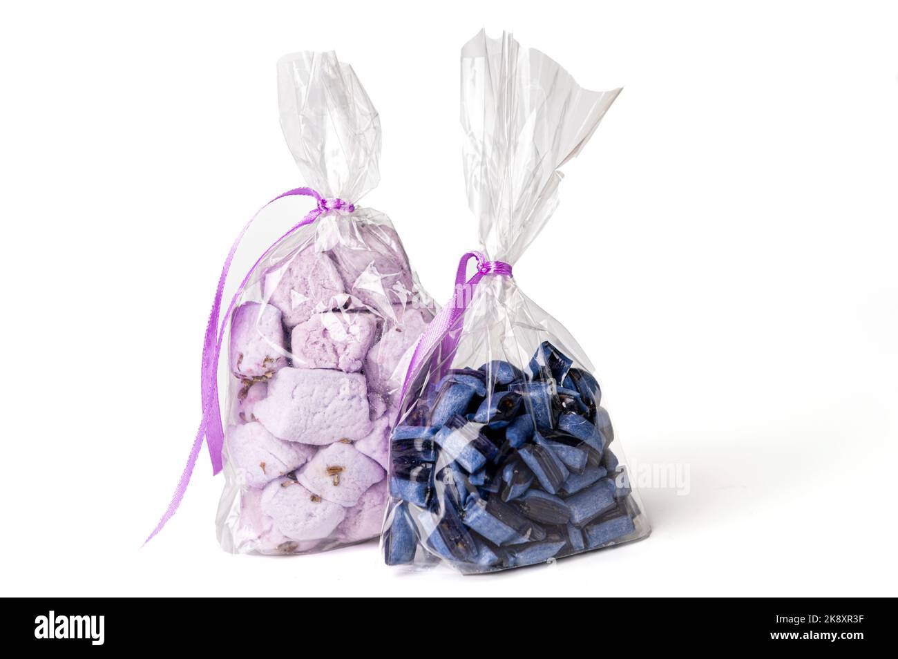 packages with sweets isolated on white background, selective focus ...