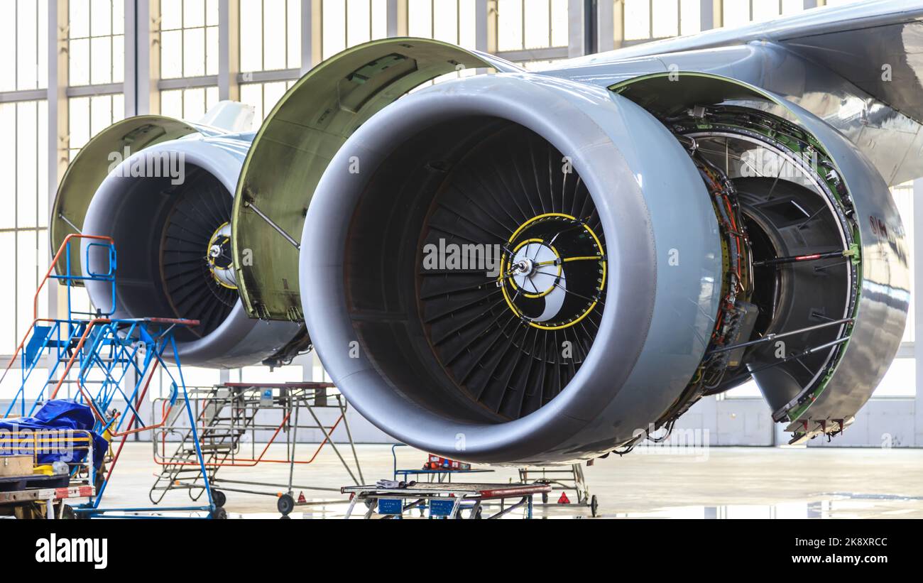 Recording of aircraft engines from the oblique front during maintenance ...