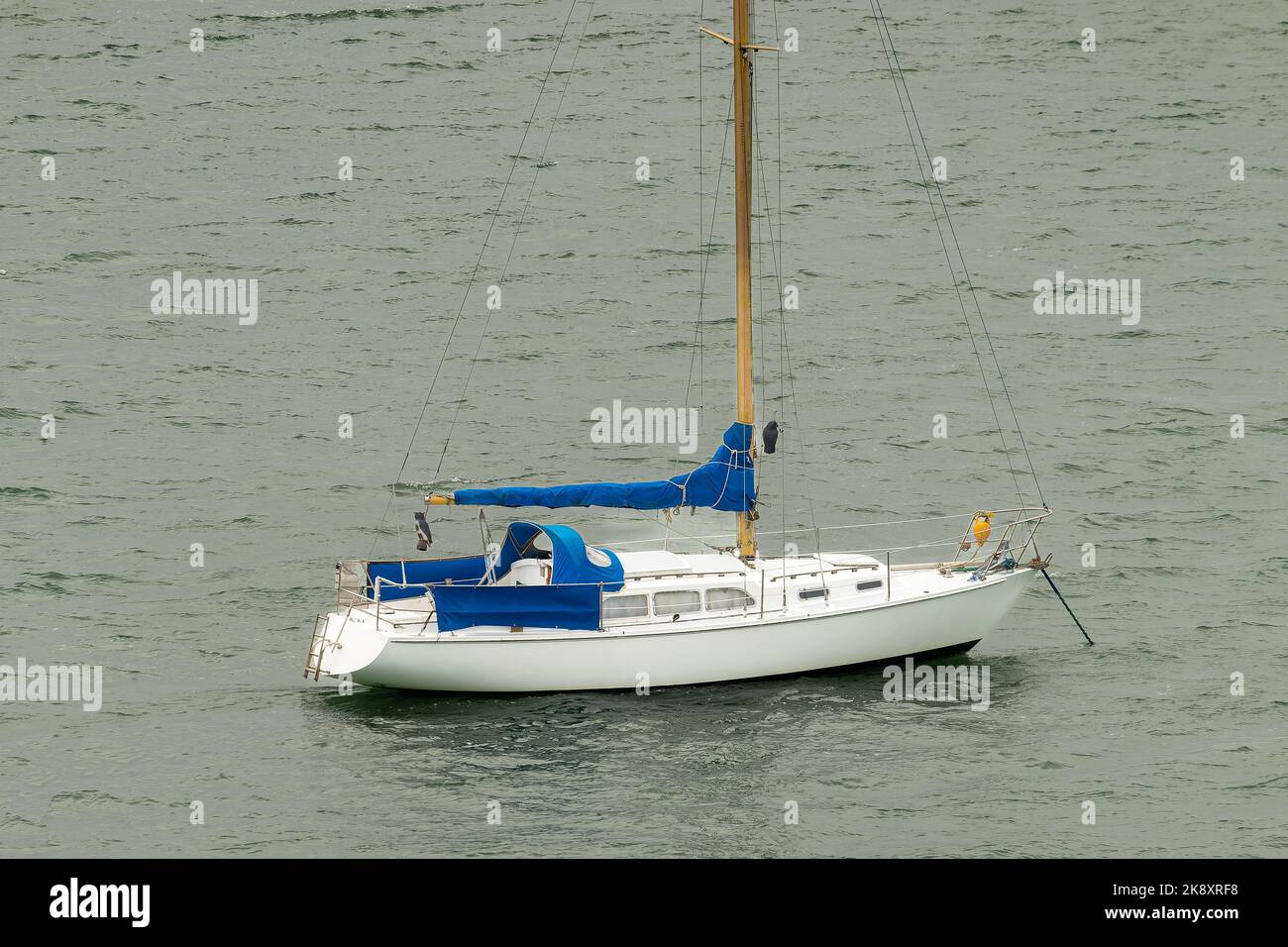 Aa aerial view of boat floating in sea Stock Photo - Alamy