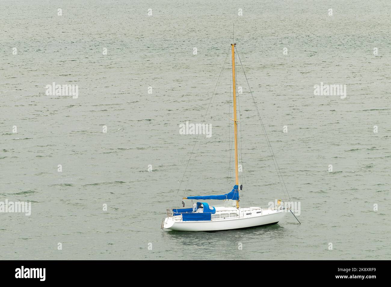 Aa aerial view of boat floating in sea Stock Photo - Alamy