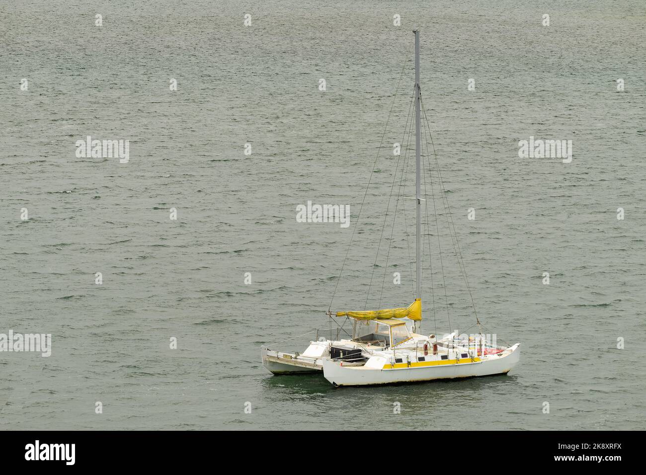 Aa aerial view of boat floating in sea Stock Photo - Alamy