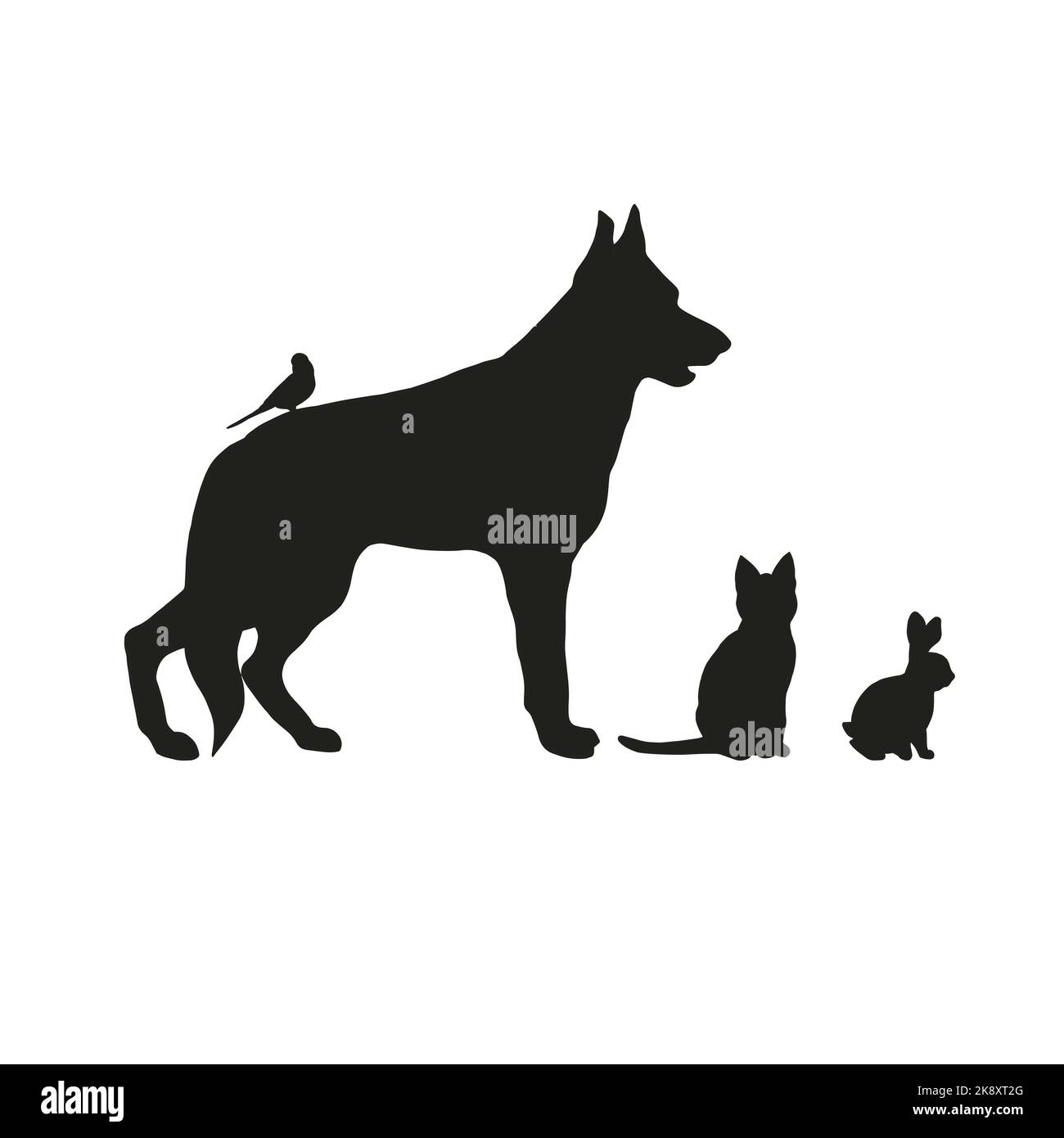 Different pets silhouettes on white background. Vector illustration of ...