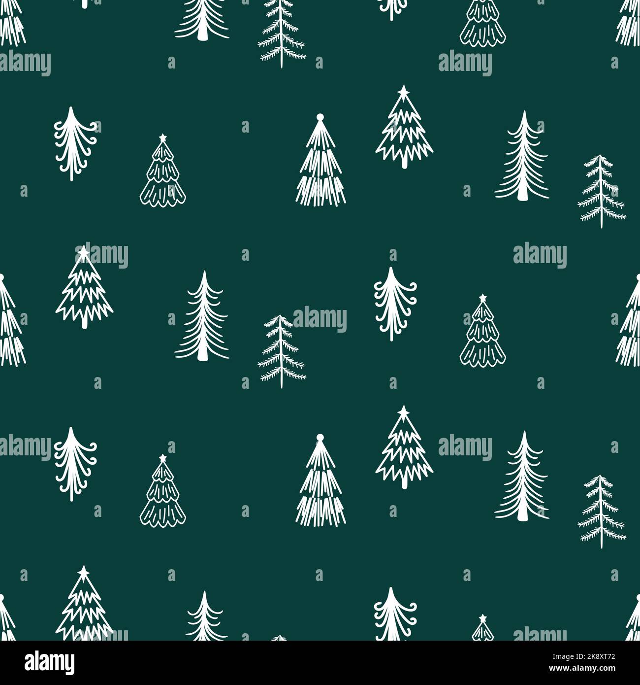 Seamless hand-drawn forest green pattern in Scandinavian style. Kids ...