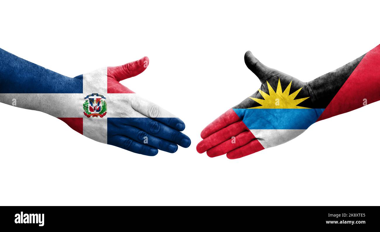 Handshake between Antigua and Barbuda and Dominican Republic flags ...
