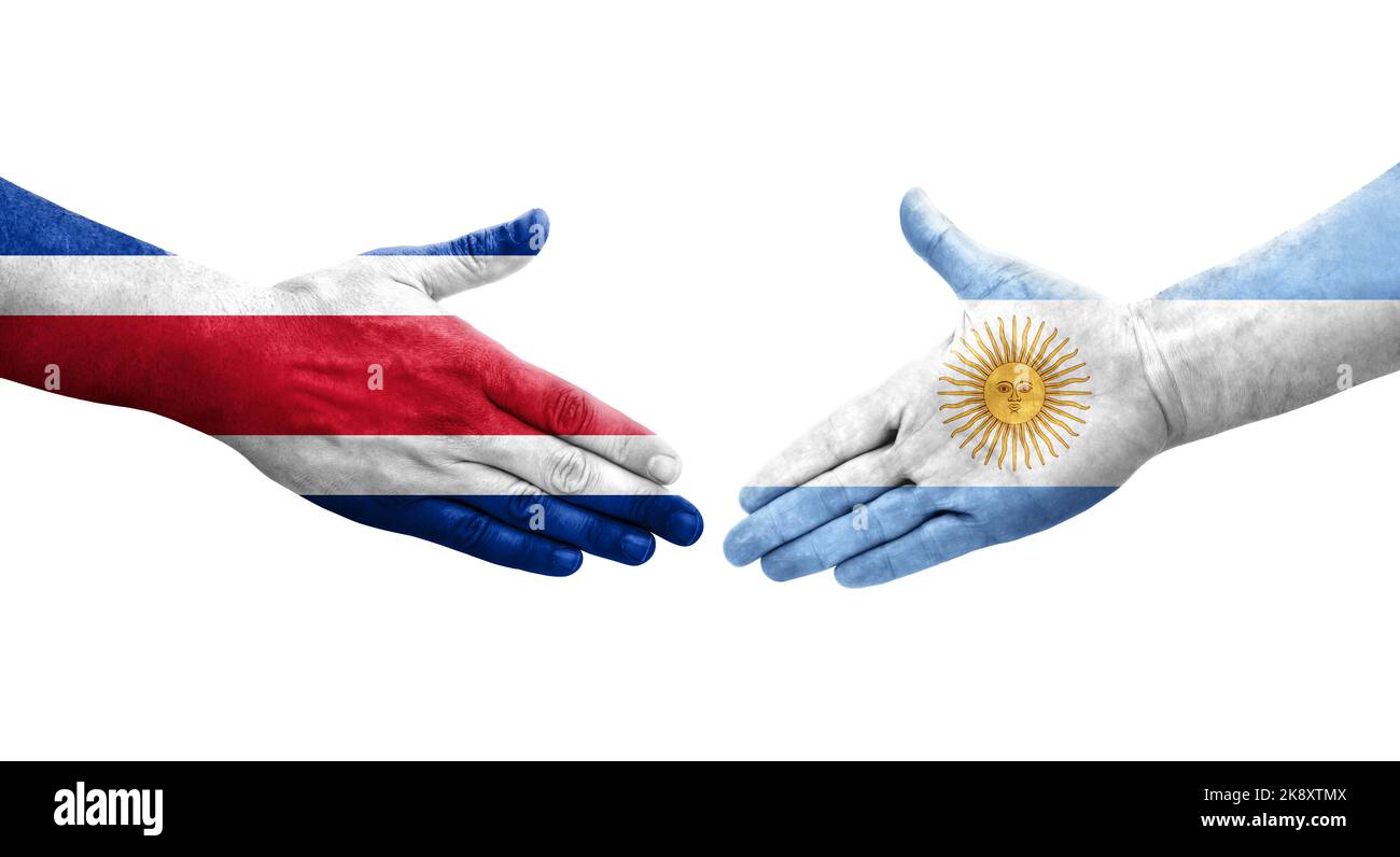 Handshake between Argentina and Costa Rica flags painted on hands ...