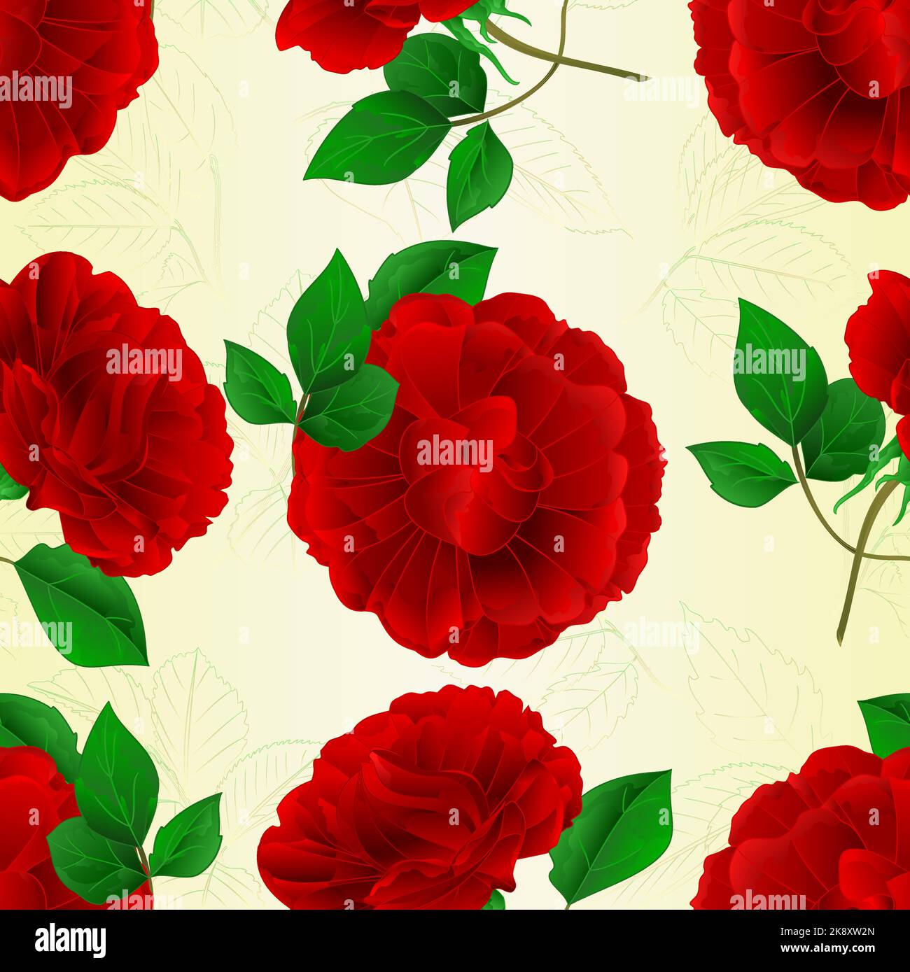 Seamless texture roses Purple stem and leaves vintage vector ...