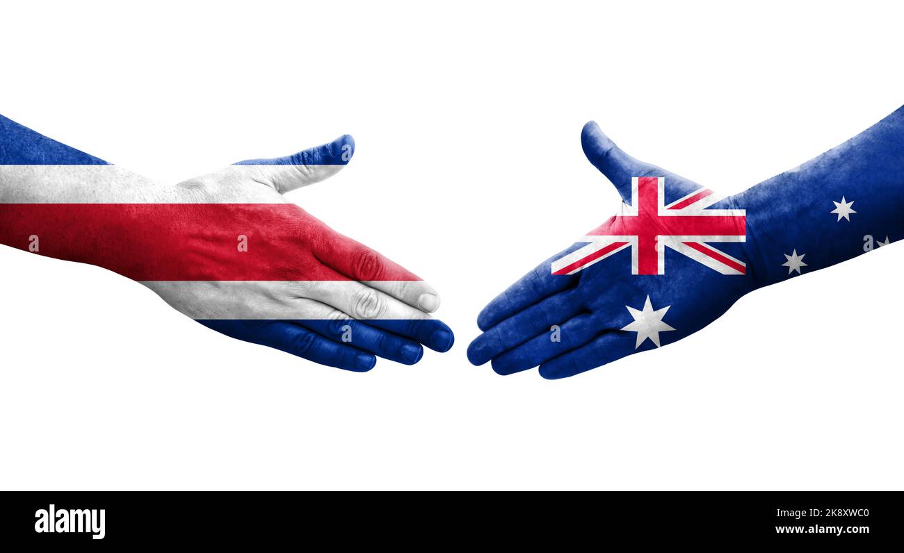 Handshake between Australia and Costa Rica flags painted on hands ...