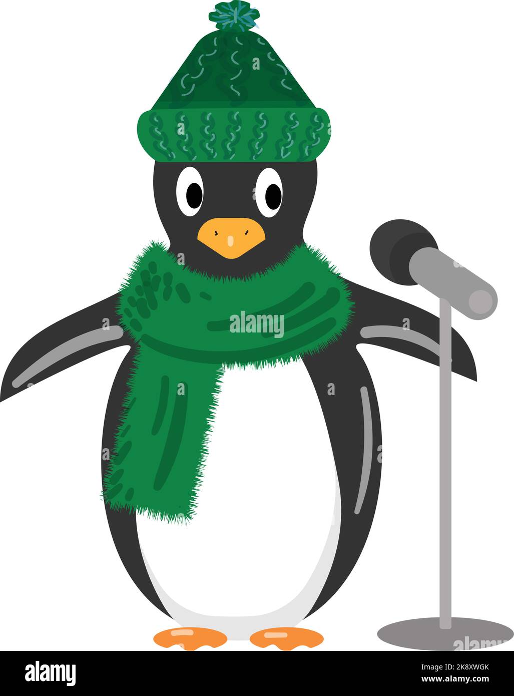 Penguin singer icon cartoon vector. Holiday snow Stock Vector Image ...