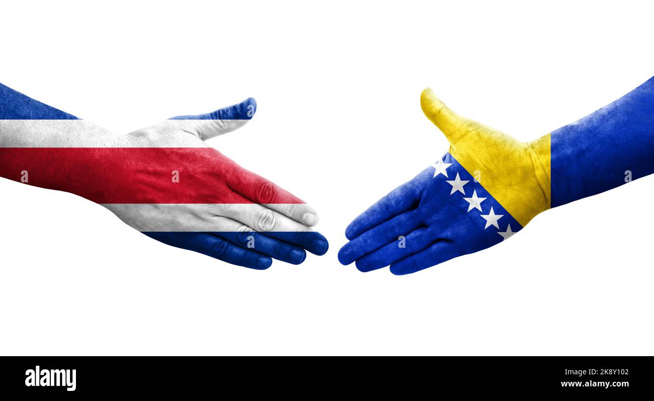 Handshake between Bosnia and Costa Rica flags painted on hands ...