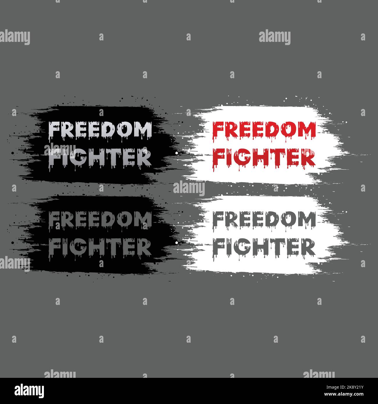 Freedom fighter. Typography text effect with paint texture background ...