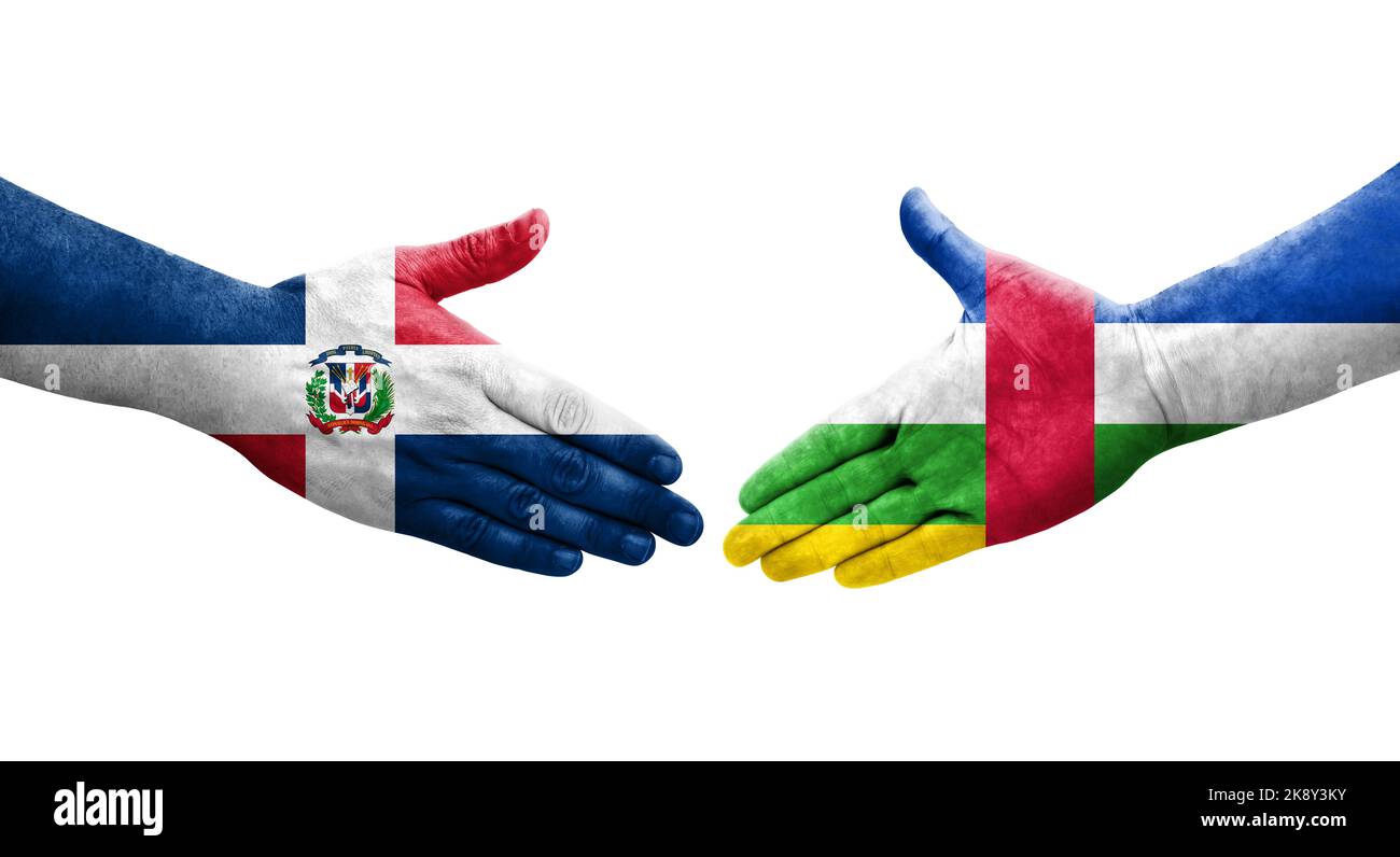 Handshake between Central African Republic and Dominican Republic flags ...