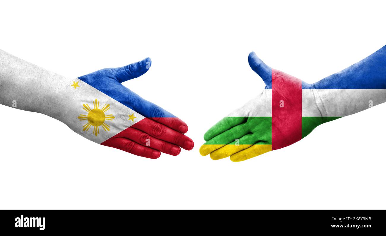 Handshake between Central African Republic and Philippines flags ...