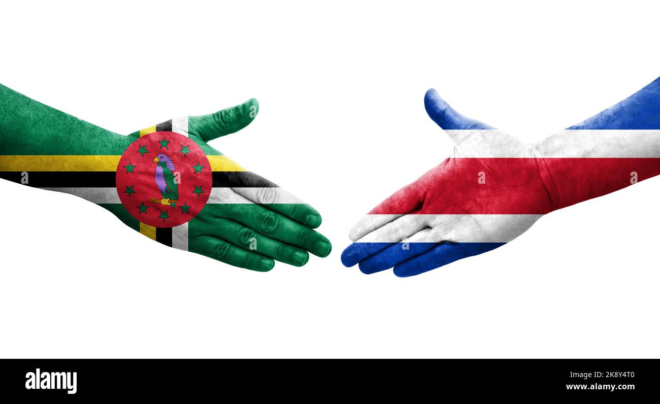 Handshake between Costa Rica and Dominica flags painted on hands ...