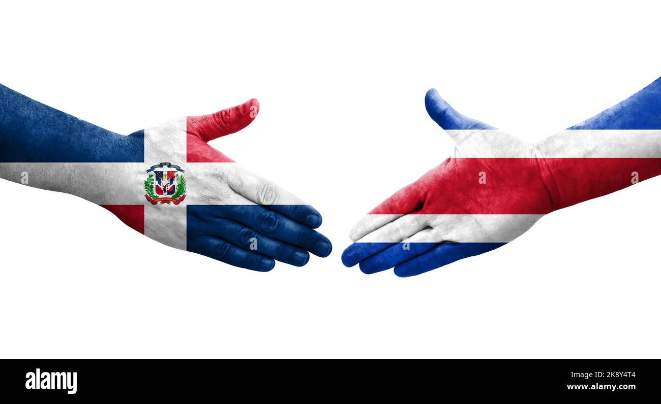 Handshake between Costa Rica and Dominican Republic flags painted on ...