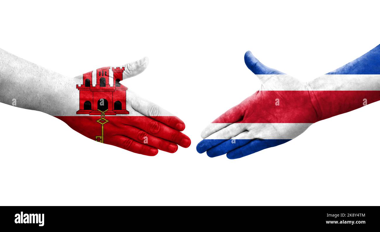 Handshake between Costa Rica and Gibraltar flags painted on hands ...