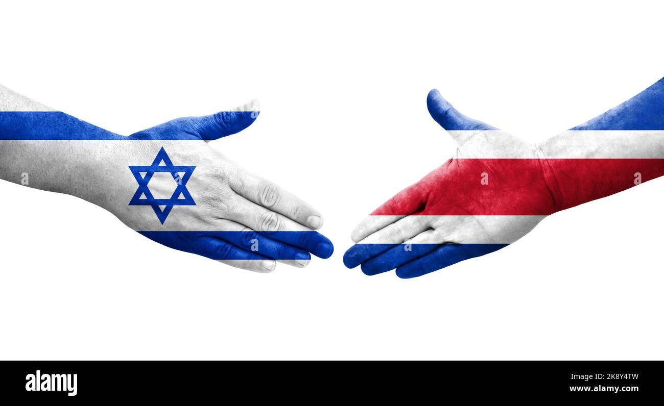 Handshake between Costa Rica and Israel flags painted on hands ...