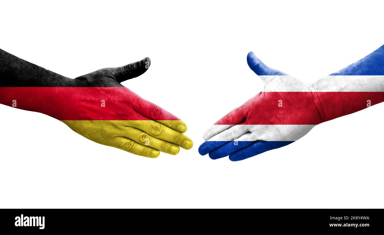 Handshake between Costa Rica and Germany flags painted on hands ...