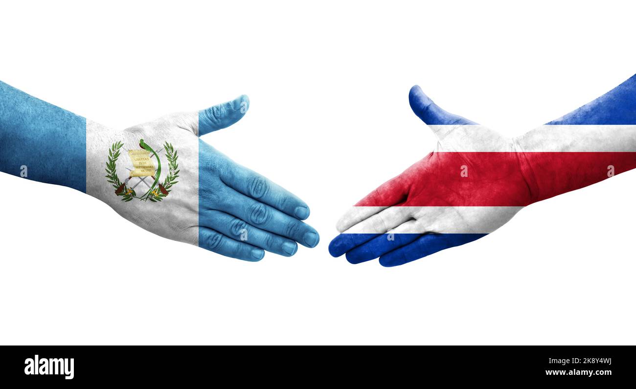 Handshake between Costa Rica and Guatemala flags painted on hands ...