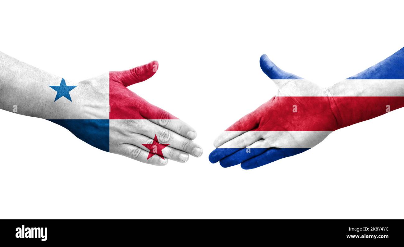 Handshake between Costa Rica and Panama flags painted on hands ...