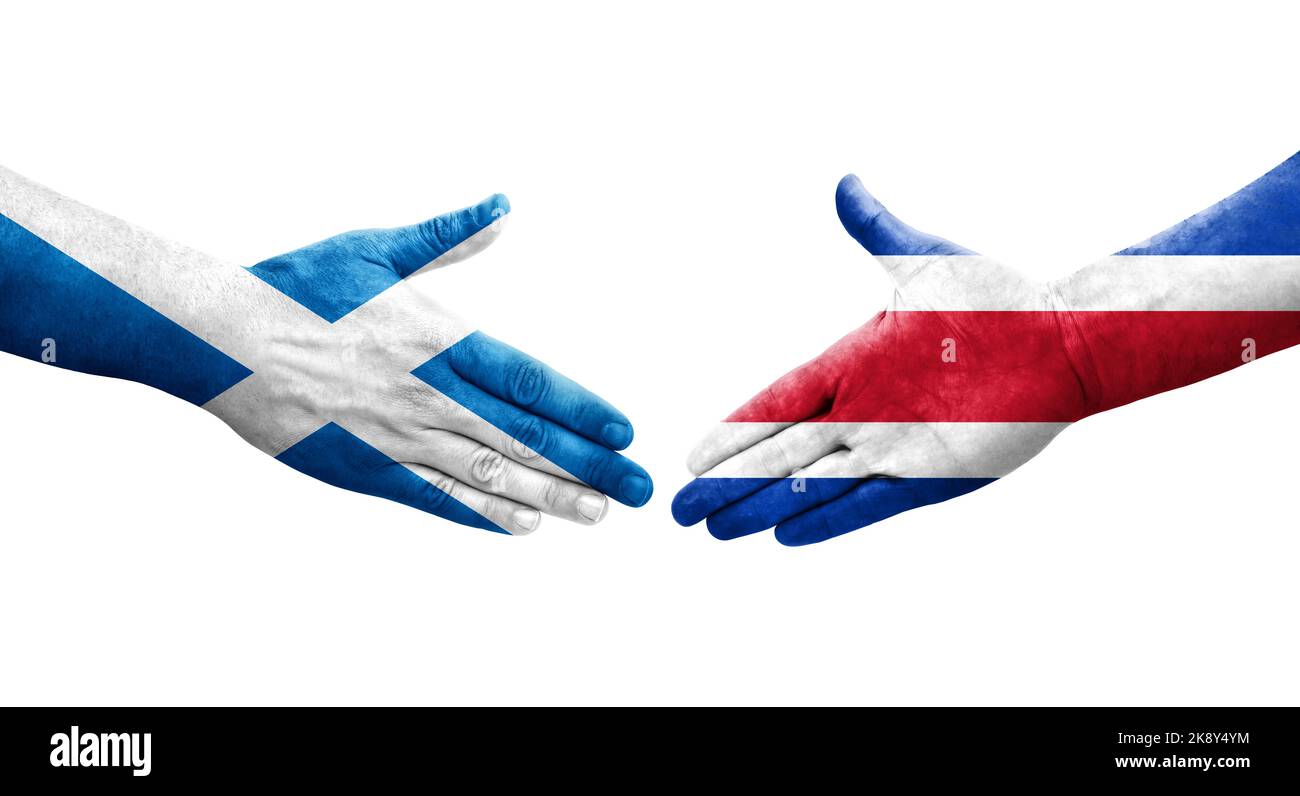 Handshake between Costa Rica and Scotland flags painted on hands ...