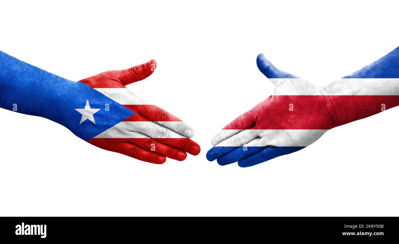 Handshake between Costa Rica and Puerto Rico flags painted on hands ...