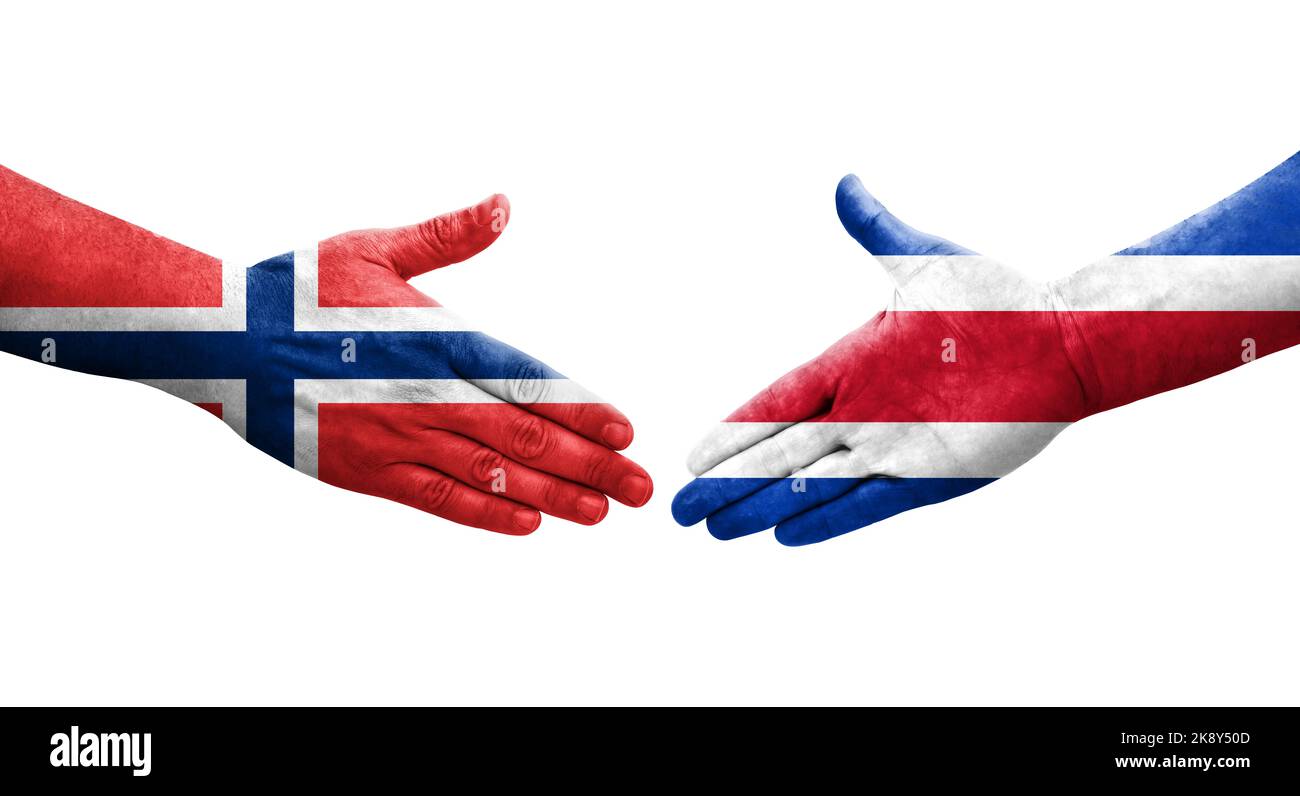 Handshake between Costa Rica and Norway flags painted on hands ...