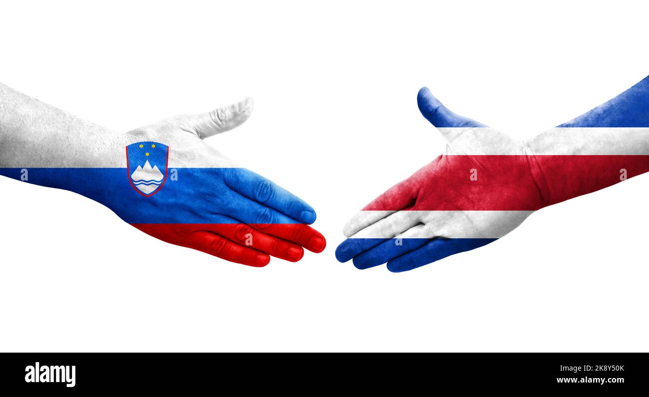 Handshake between Costa Rica and Slovenia flags painted on hands ...