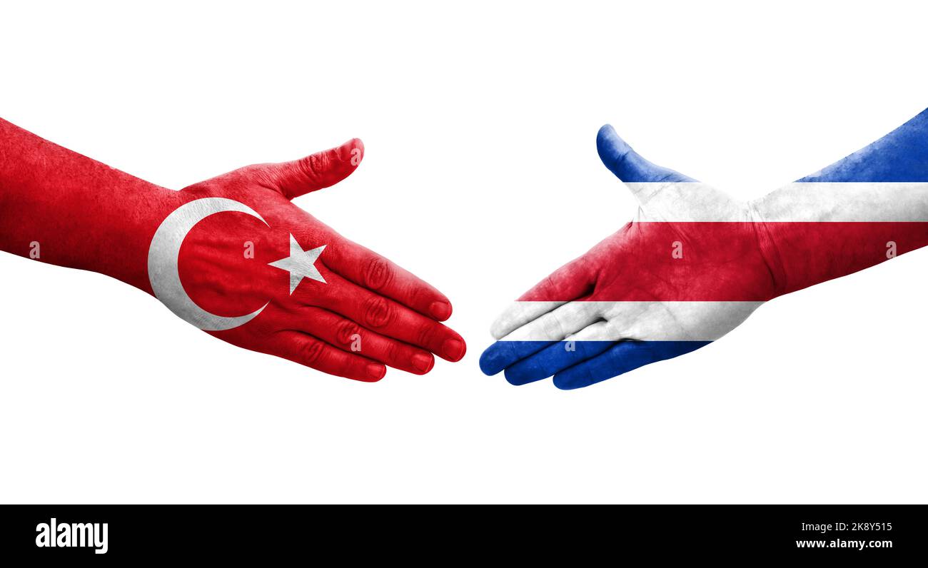Handshake between Costa Rica and Turkey flags painted on hands ...