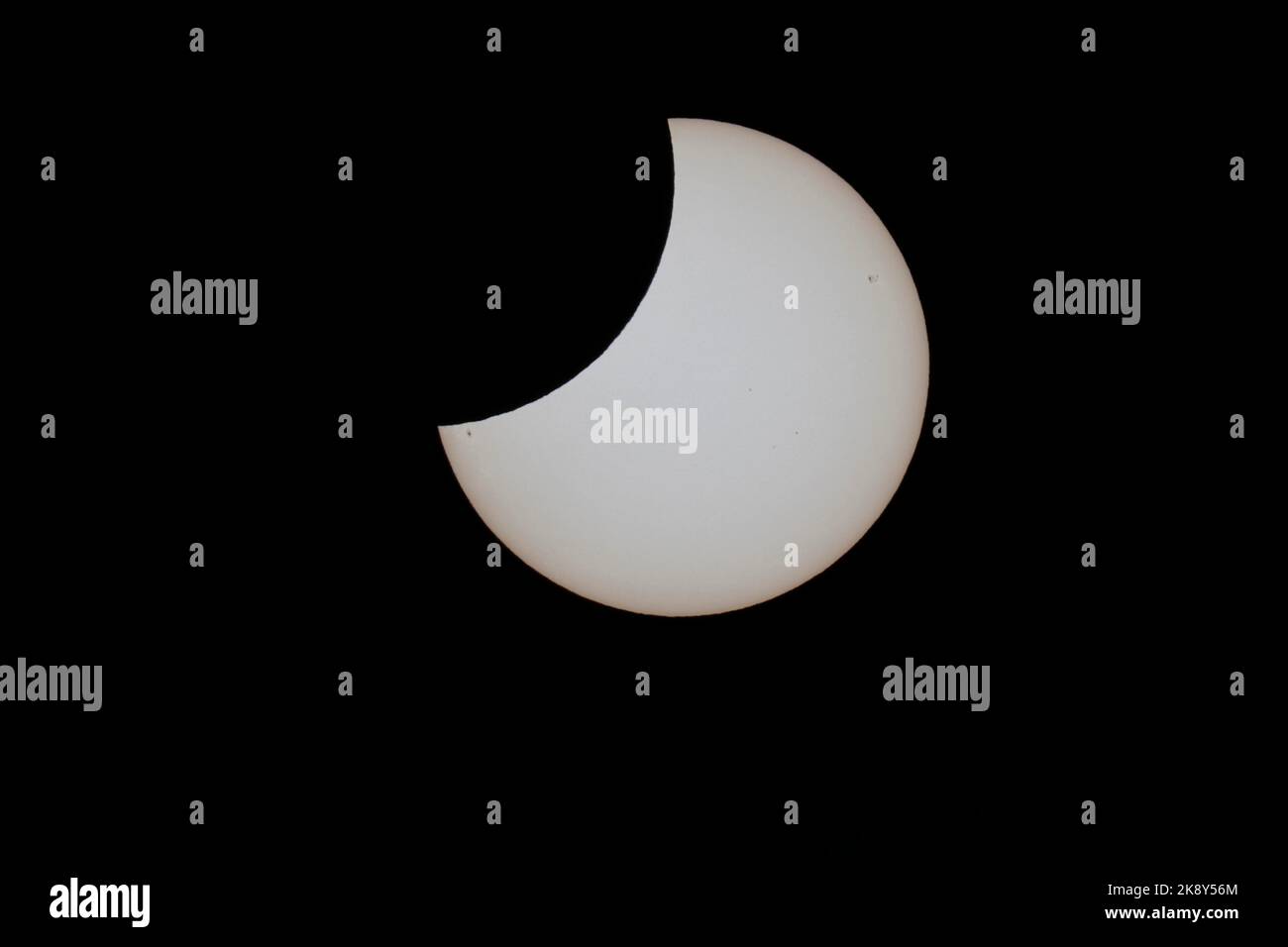 Nuremberg, Germany. 25th Oct, 2022. The partial solar eclipse can be seen here in Nuremberg at ...