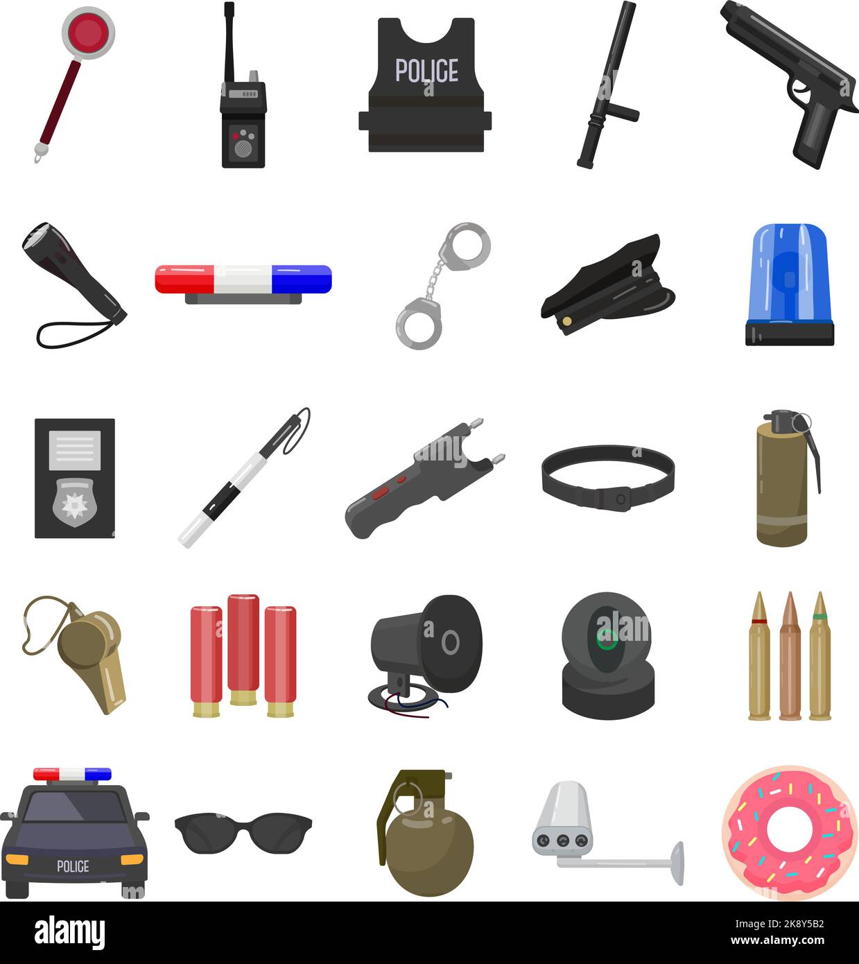 Police equipment icons set Stock Vector Images - Alamy
