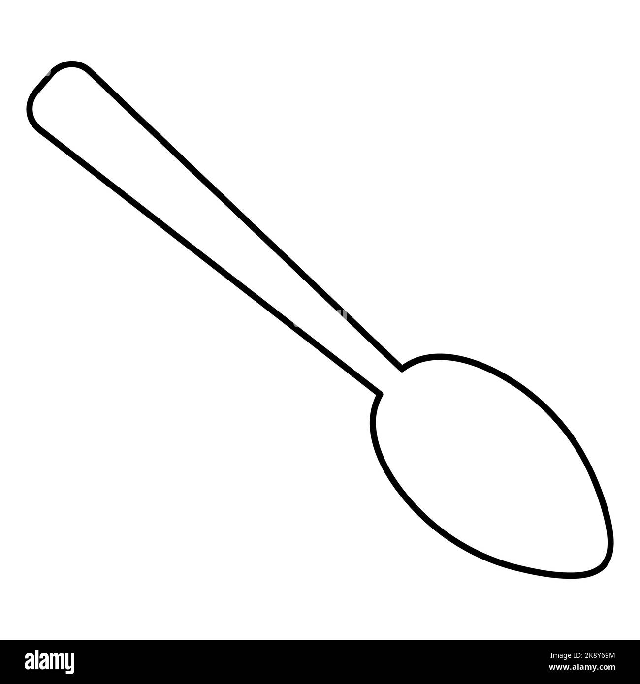 Spoon for food. Sketch. Tool for eating. Vector illustration. Outline on isolated white ...