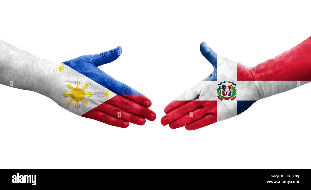 Handshake between Dominican Republic and Philippines flags painted on ...