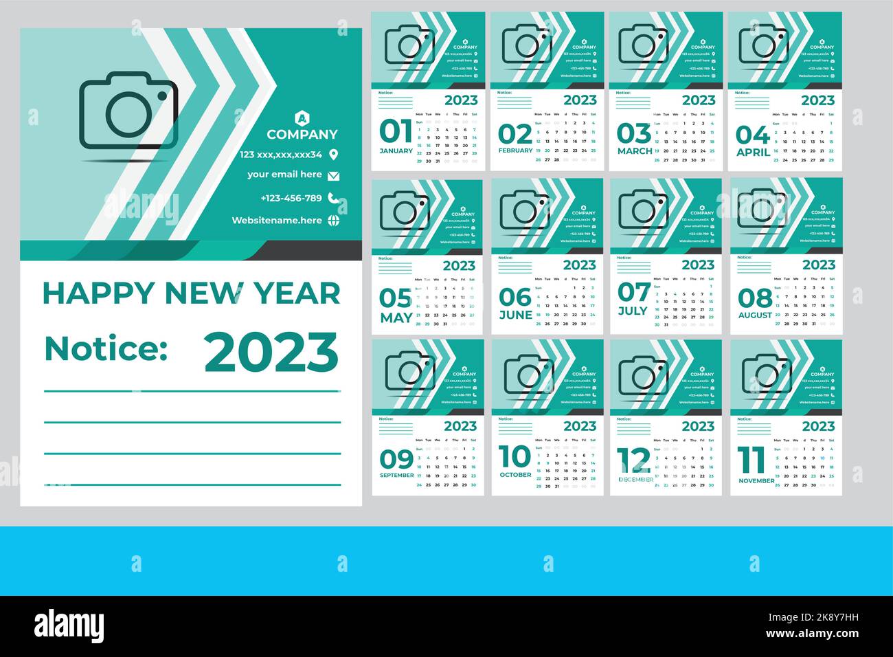 2023 horizontal calendar Stock Vector Images - Alamy
