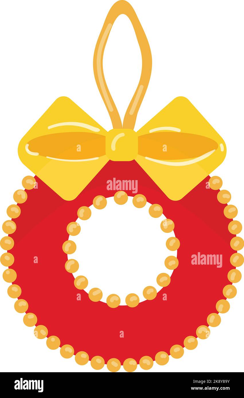 Ribbon Christmas tree toy icon cartoon vector. Winter gold Stock Vector ...