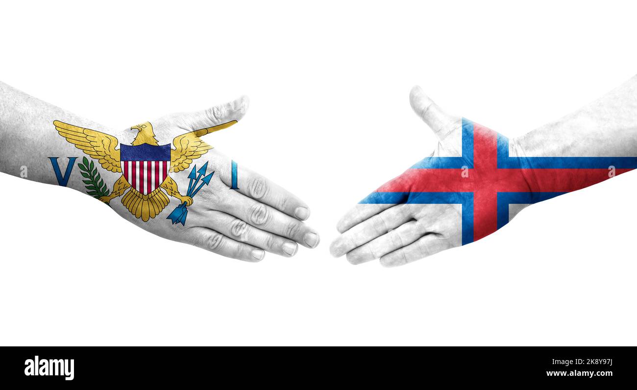 Handshake between Faroe Islands and Virgin Islands flags painted on ...
