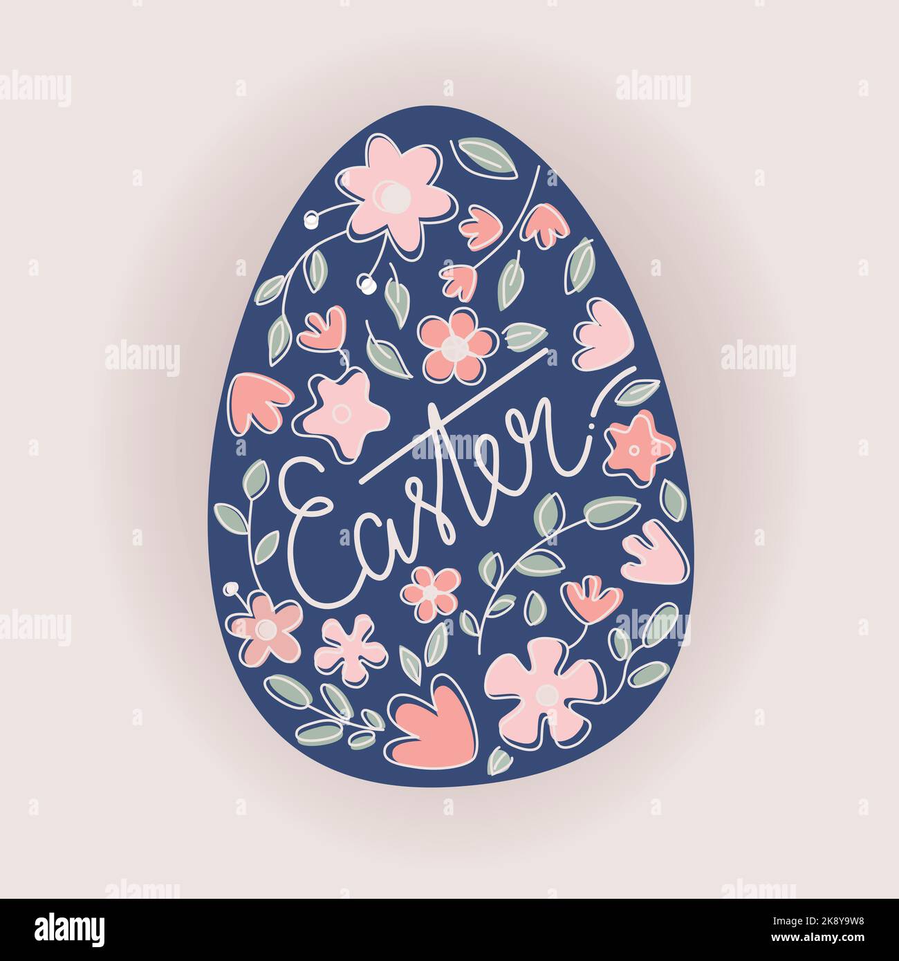Flower patterned Easter Egg with lettering Vector illustration Stock ...