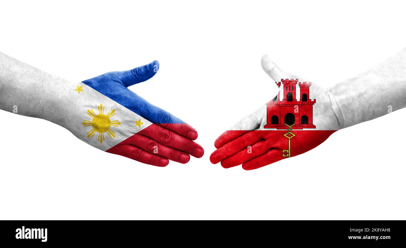 Handshake between Ghana and Philippines flags painted on hands ...
