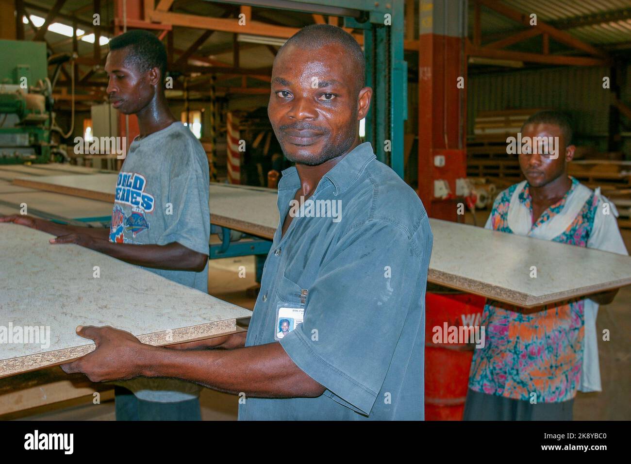 Ghana, Takoradi. Factory workers of BMK timberfactory with the ...
