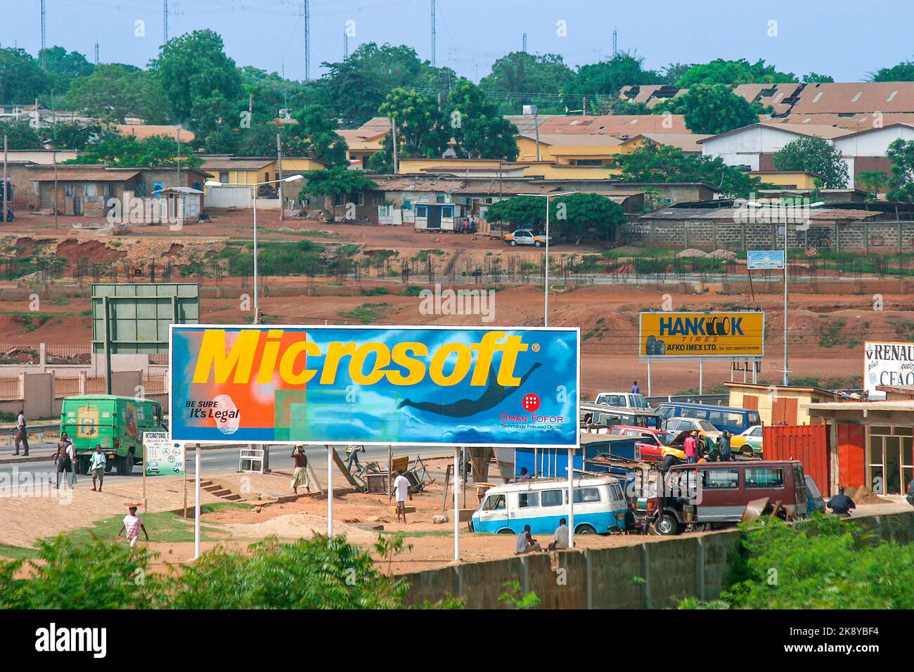 Ghana, Accra. Billboard advertising Microsoft, in the background the ...