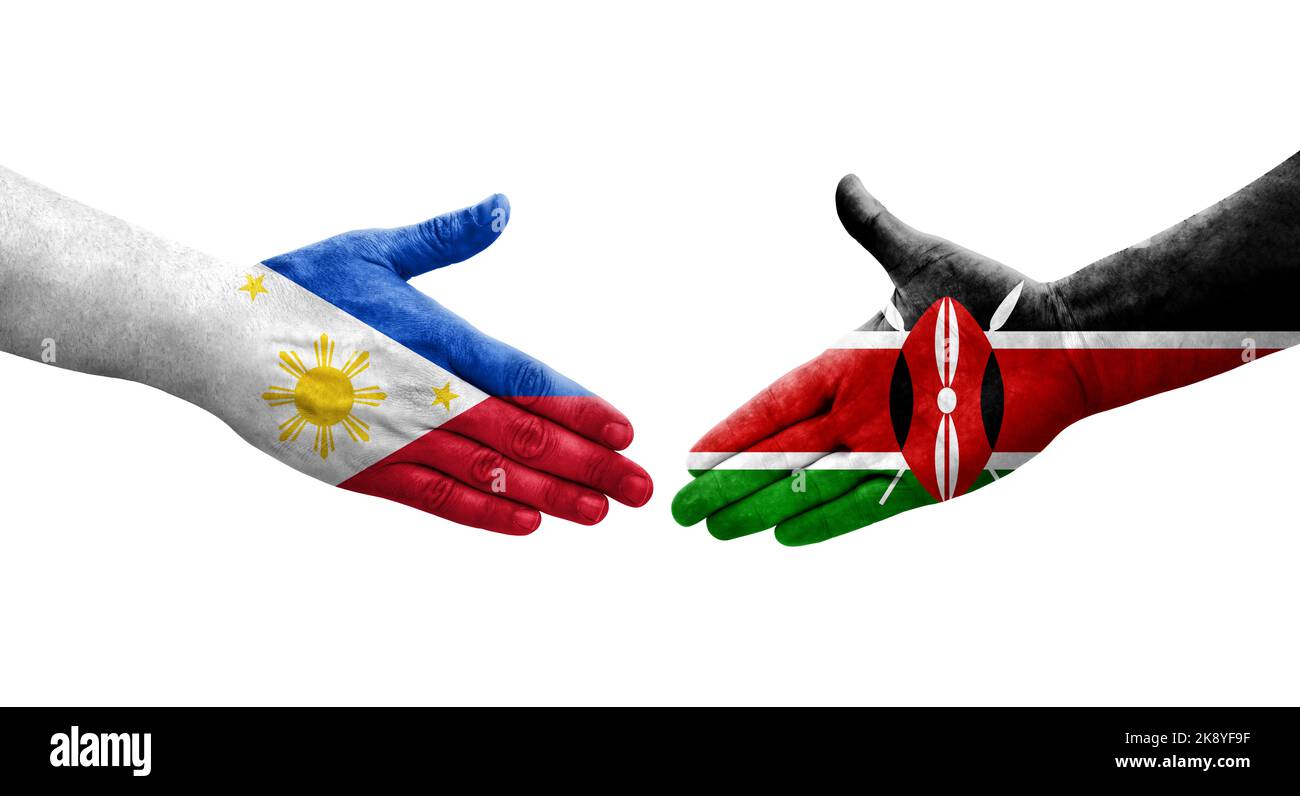Handshake between Kenya and Philippines flags painted on hands ...