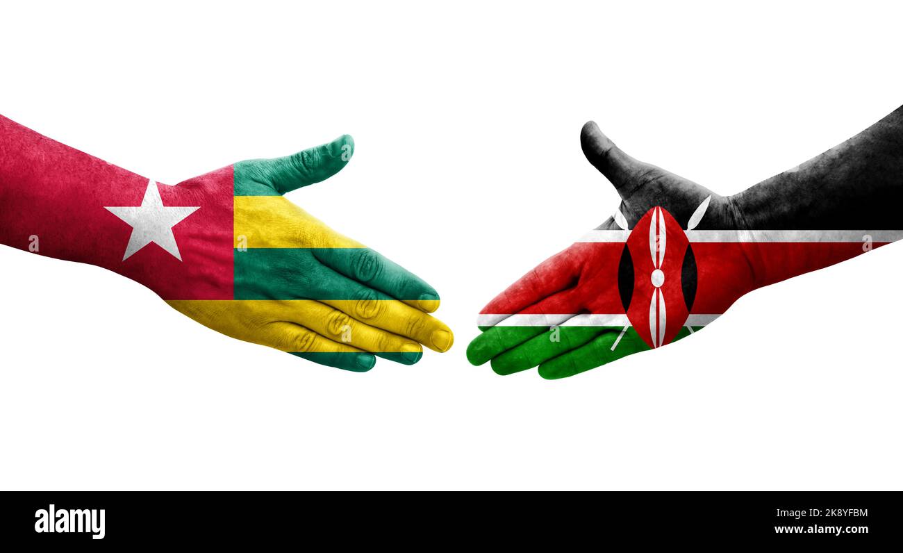 Handshake between Kenya and Togo flags painted on hands, isolated transparent image Stock Photo ...