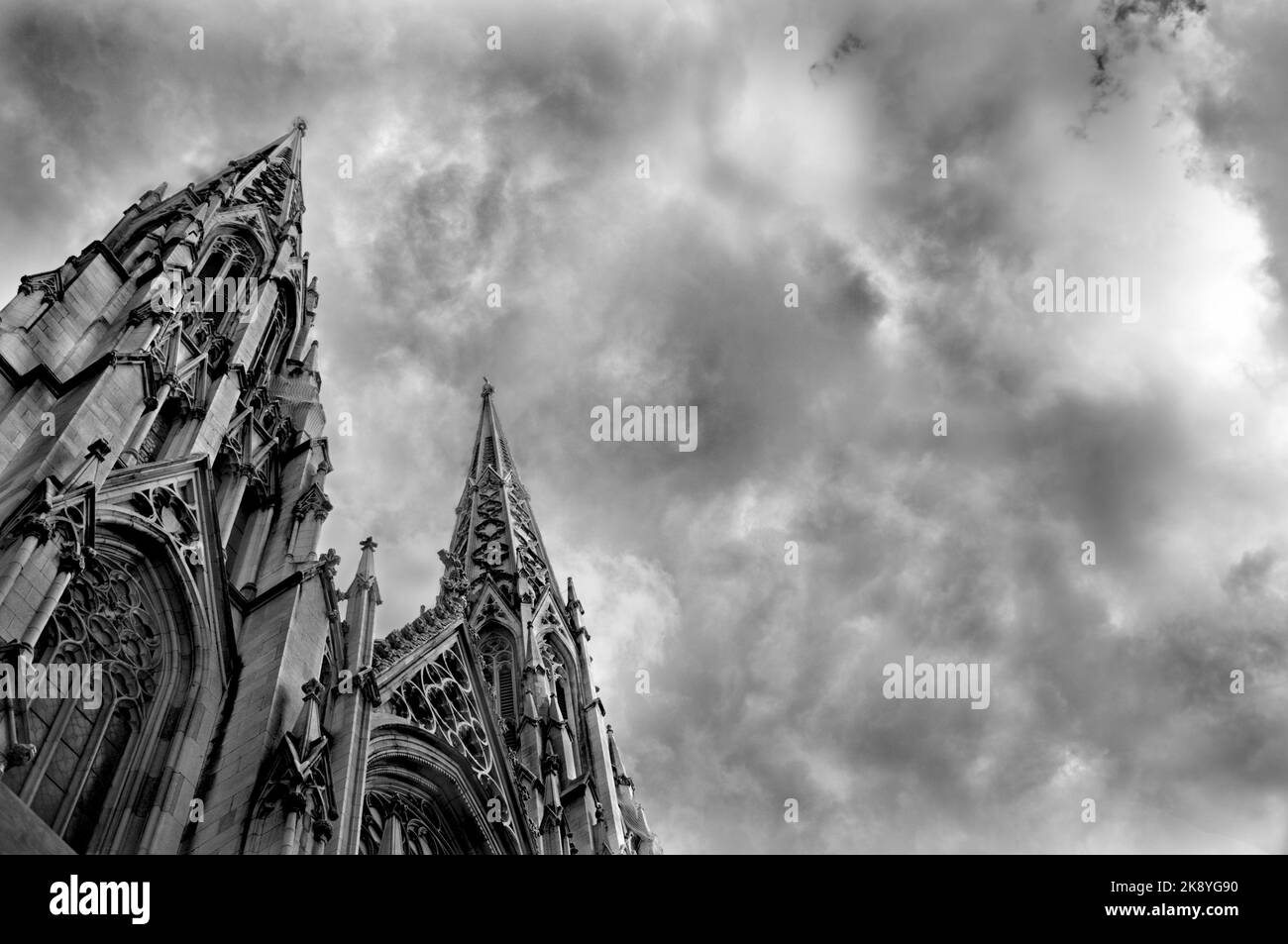 The exterior of Trinity church in New York on a background of cloudy ...