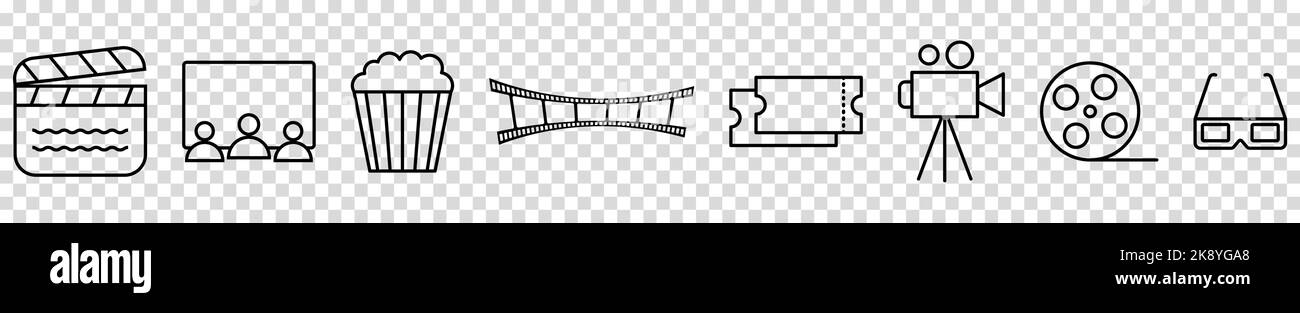 Cinema line icons. Vector illustration isolated on transparent ...