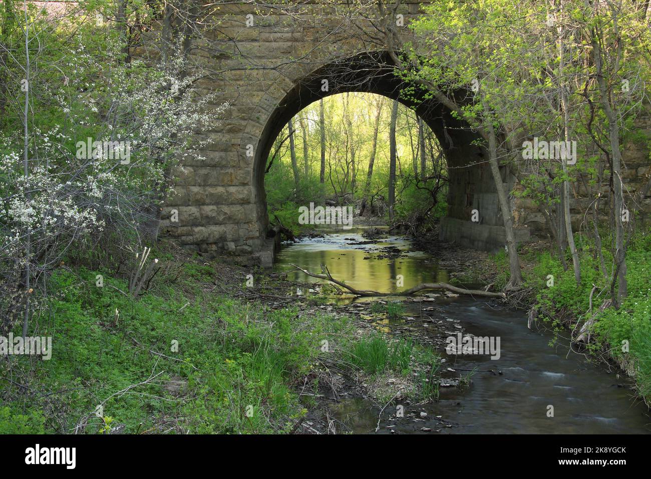 A Stone Arch Bridge In Spring Stock Photo - Alamy