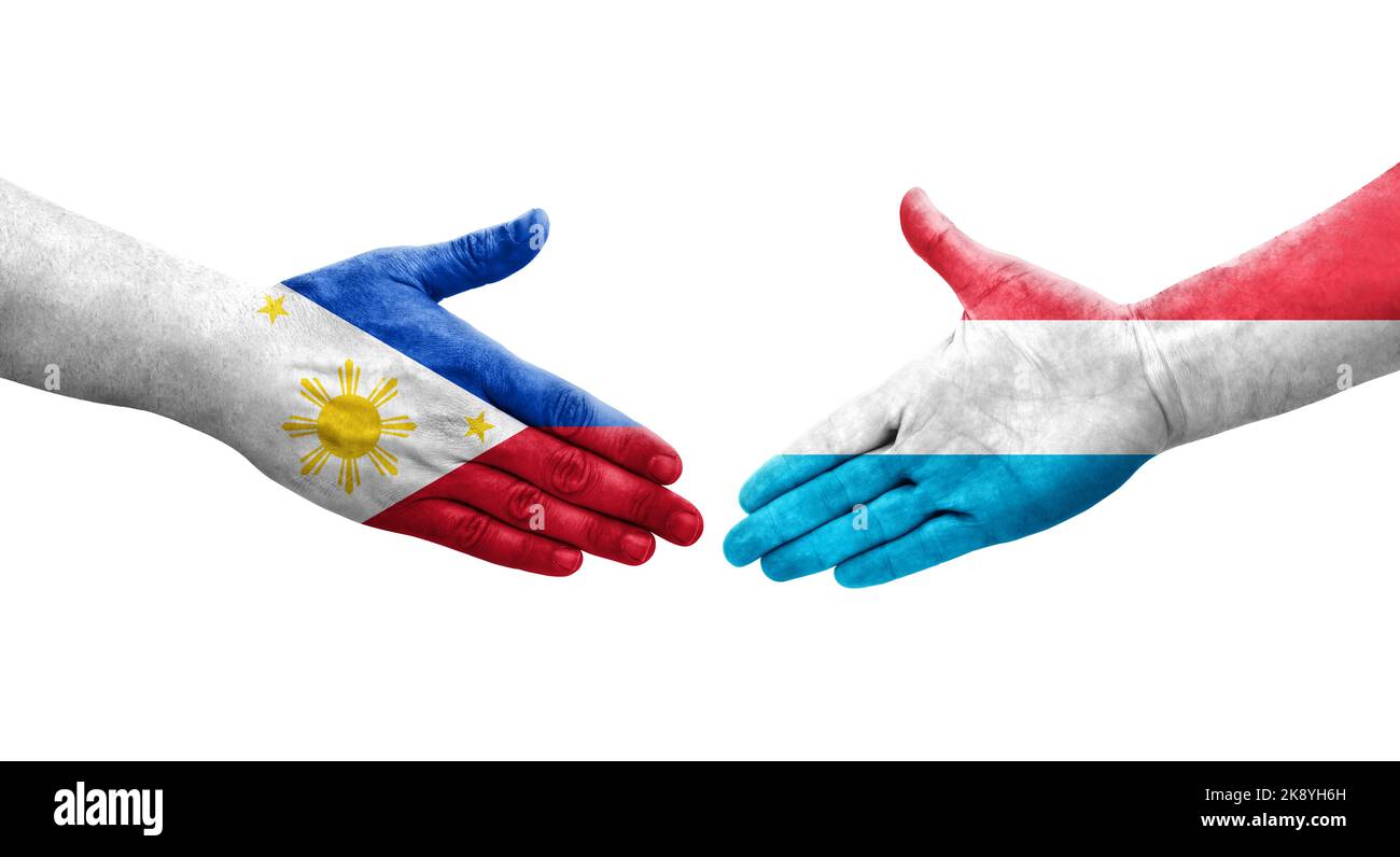 Handshake between Luxembourg and Philippines flags painted on hands ...