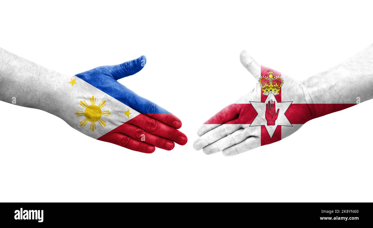Handshake between Northern Ireland and Philippines flags painted on ...