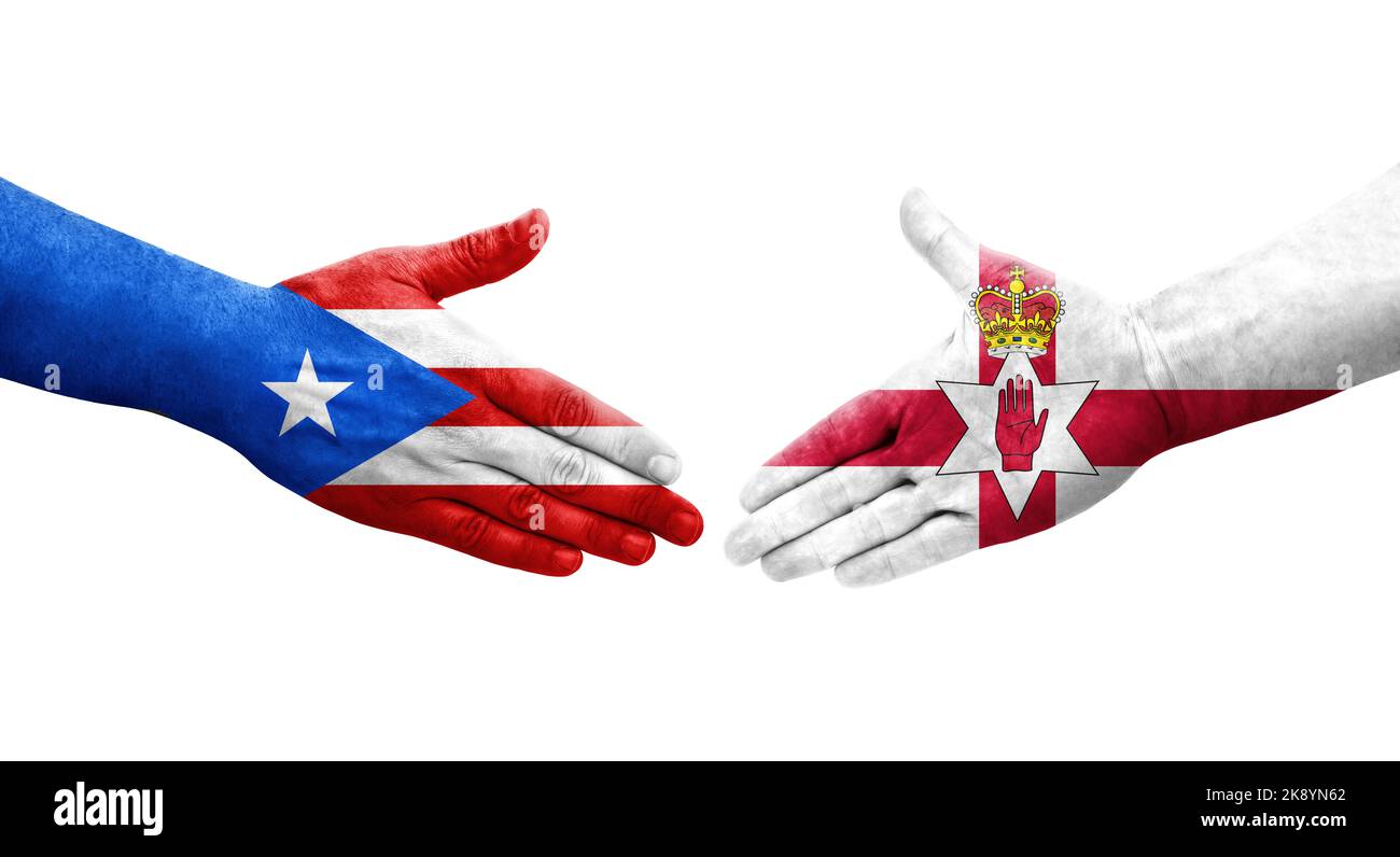 Handshake between Northern Ireland and Puerto Rico flags painted on ...